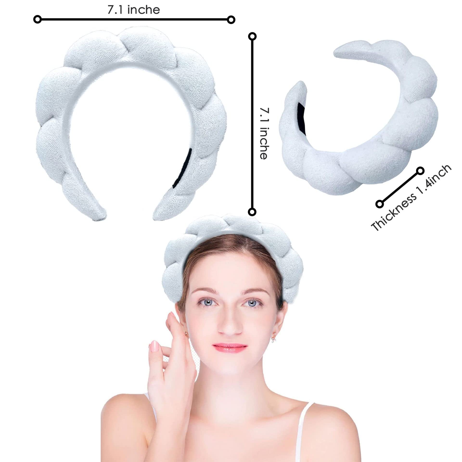 OSOLVE Spa Headband for Women, Sponge and Terry Towel Cloth Fabric Head Band for Face Washing, Makeup Removal, Shower, Skincare (1pcs-Blue)