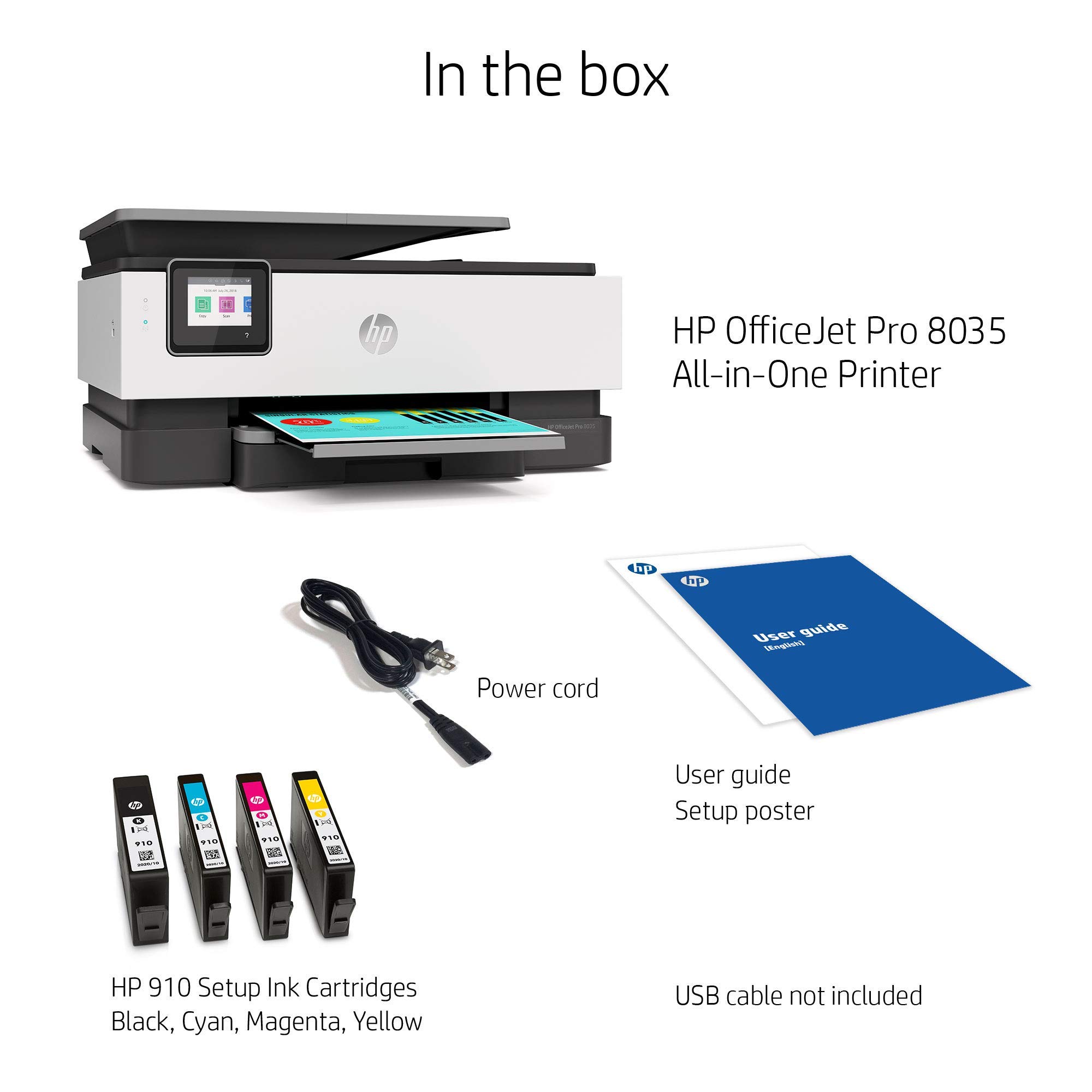 HP OfficeJet Pro 8035 All-in-One Wireless Printer – Smart Tasks for Home Office Productivity – Basalt (5LJ23A) (Renewed)