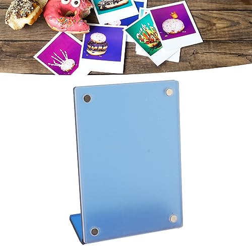 Jiawu Slanted Back Photo Frame, Self Standing Photo Frame Acrylic Multi Purpose Simple Operation for Office for Celebrity Mini Cards (Blue)