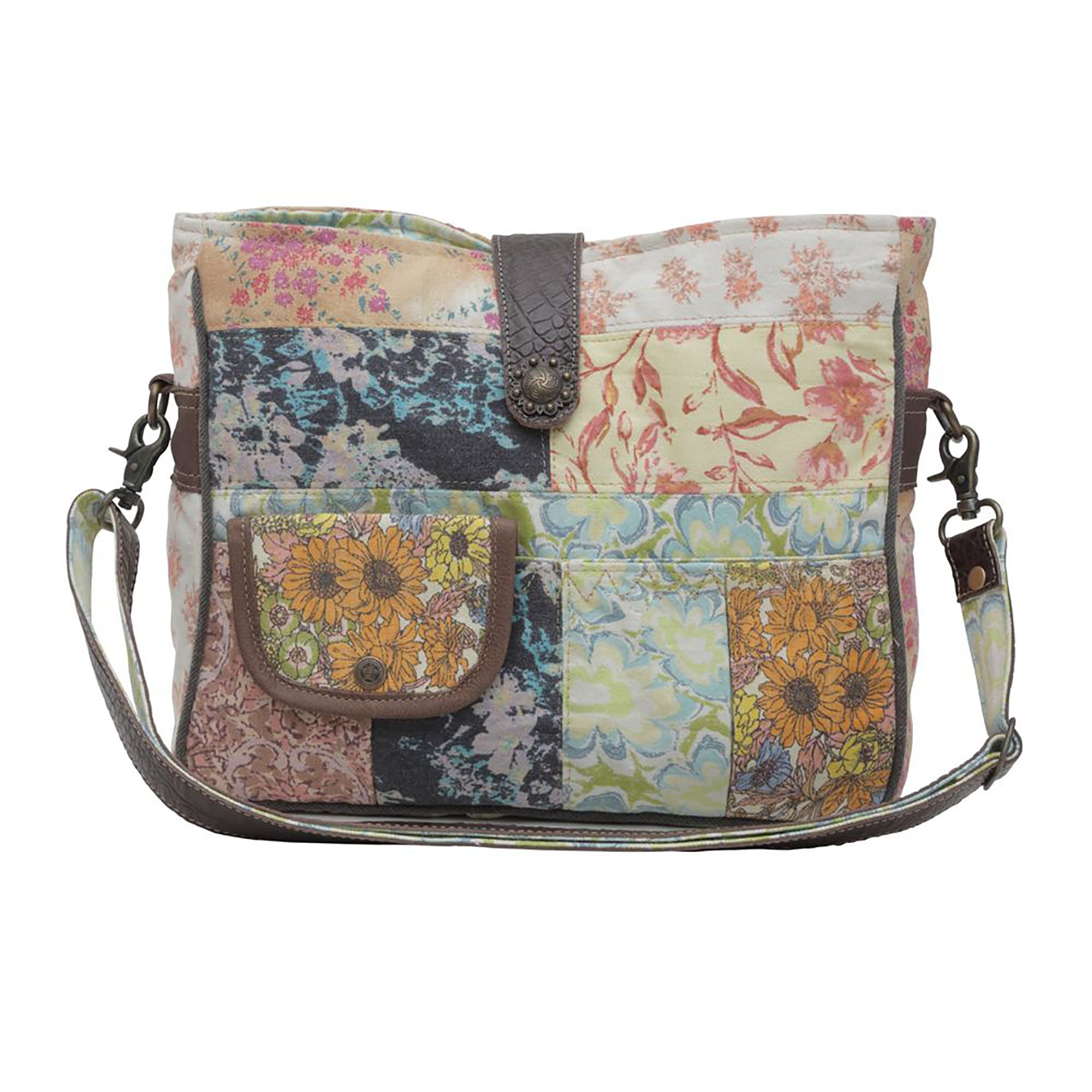 Myra Bag Western Leather Shoulder Bag for Women - Upcycled Canvas Crossbody Bag Le Fleur