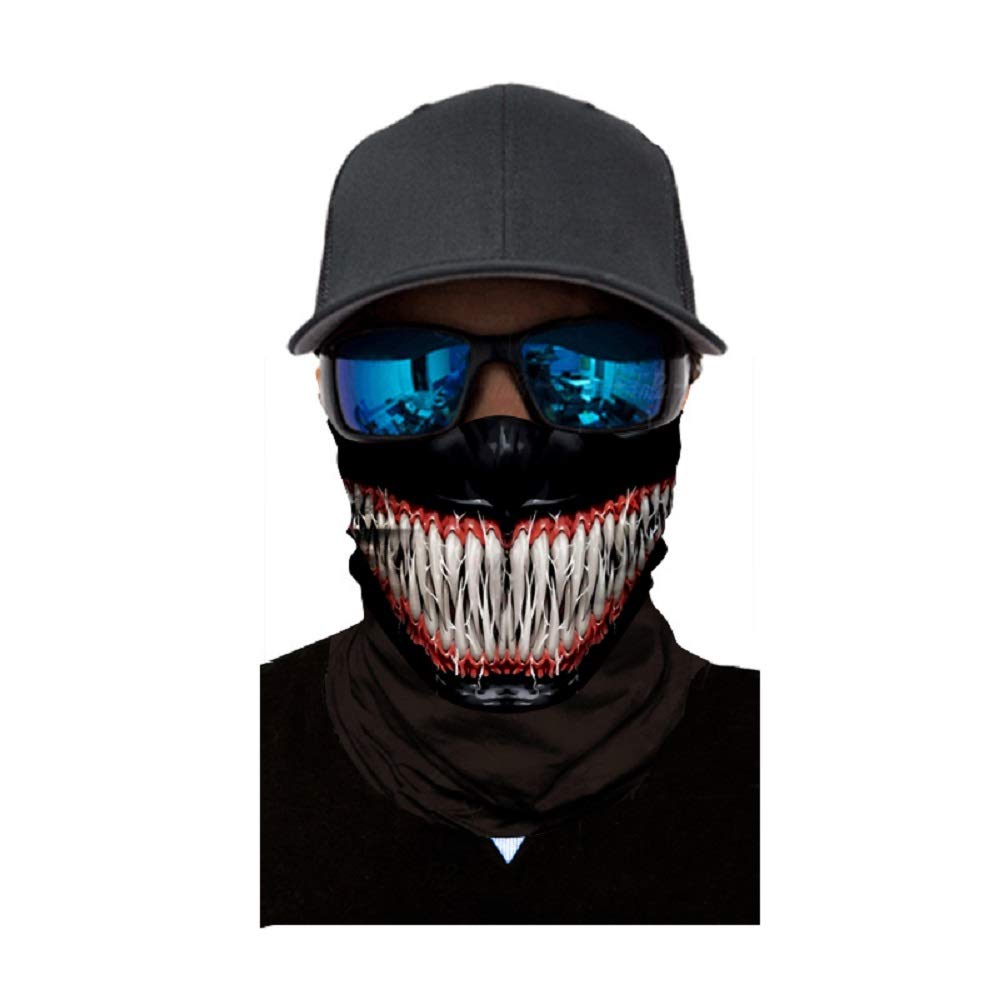 jiazery QZ Unisex Multi Functional 50+ UV Protection Face Mask Skull 3D Printed Balaclava Headwear(Venom)