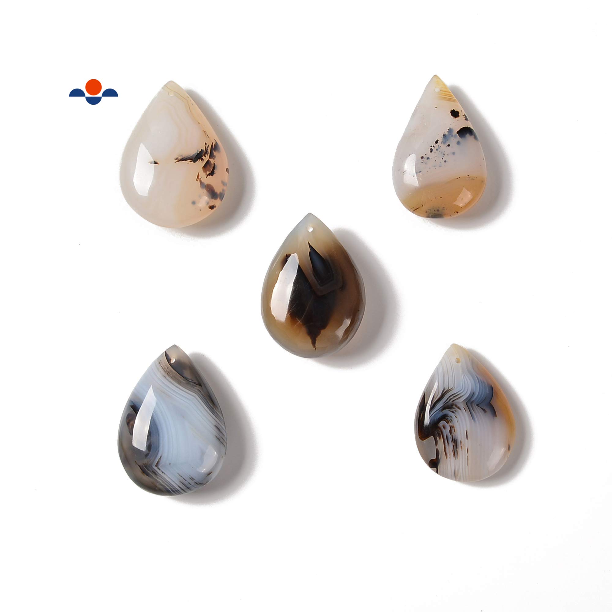JM Design Yellow Black Dendritic Montana Agate Teardrop Pendant Size 30x40-35x45mm