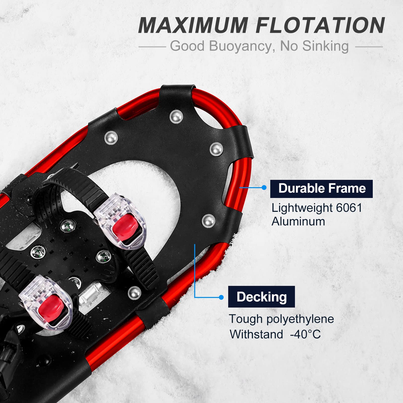Odoland Bundle - 2 Items 4-in-1 Snowshoes with Trekking Poles, Red, S and Snowboard Helmet