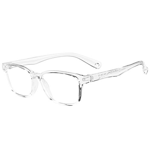 Kids Blue Light Blocking Glasses Soft TPEE Rubber Frame for Girls Boys Age 3-10-Transparent