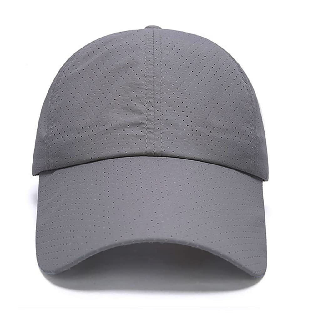 Malaxlx 2 Pcs Unisex Breathable Mesh Grey Baseball Cap Quick Dry Lightweight Cooling Sports Hat Truker Cap for Men Women