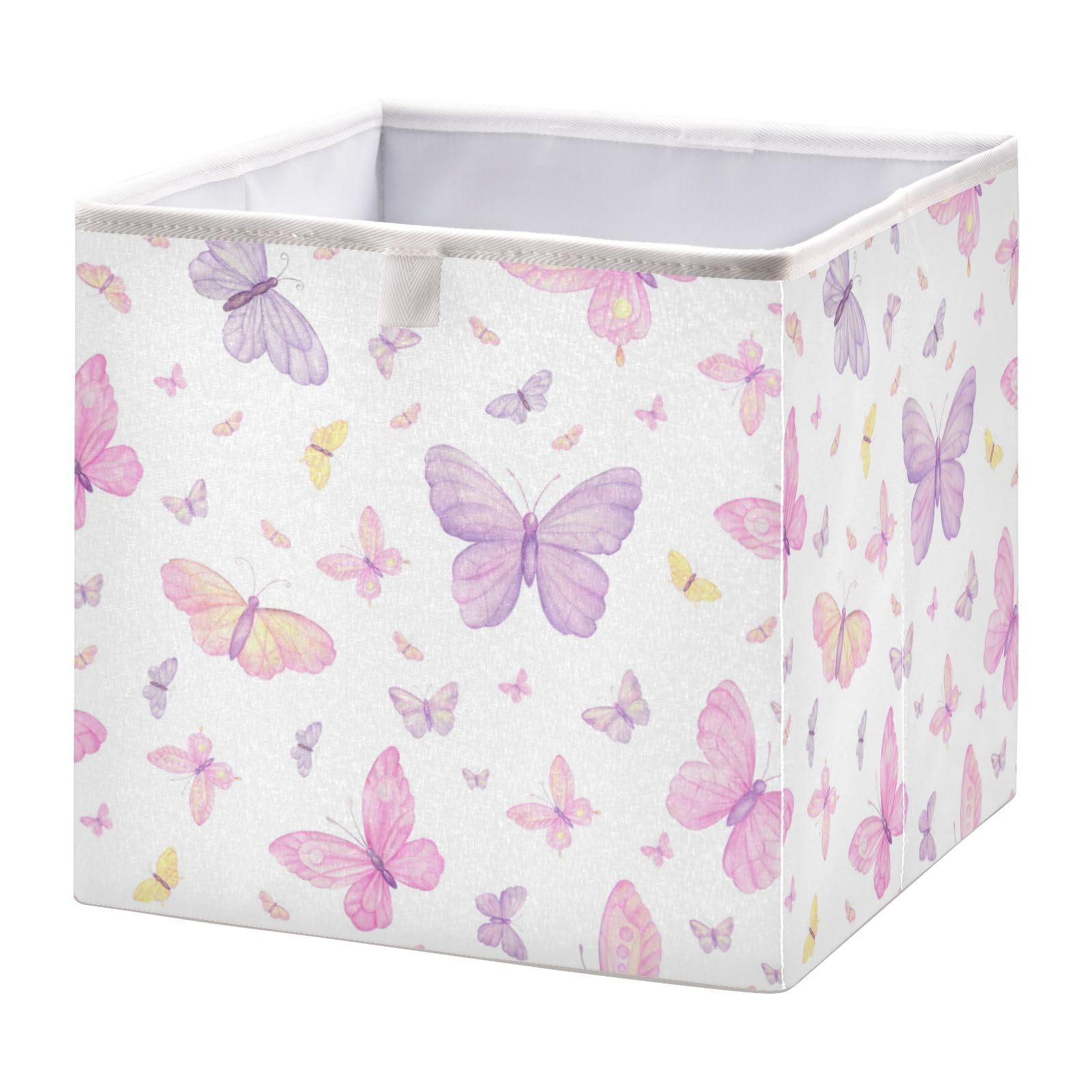 Kigai Colorful Butterfly Cube Storage Bins - 11x11x11 In Large Foldable Storage Basket Fabric Storage Baskes Organizer for Toys, Books, Shelves, Closet, Home Decor