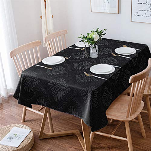 MLQL Black Tablecloth Antique Baroque Damask Gothic mid Century Curved Retro Victorian Style Dining Room Kitchen Table Cover A3 140x180cm