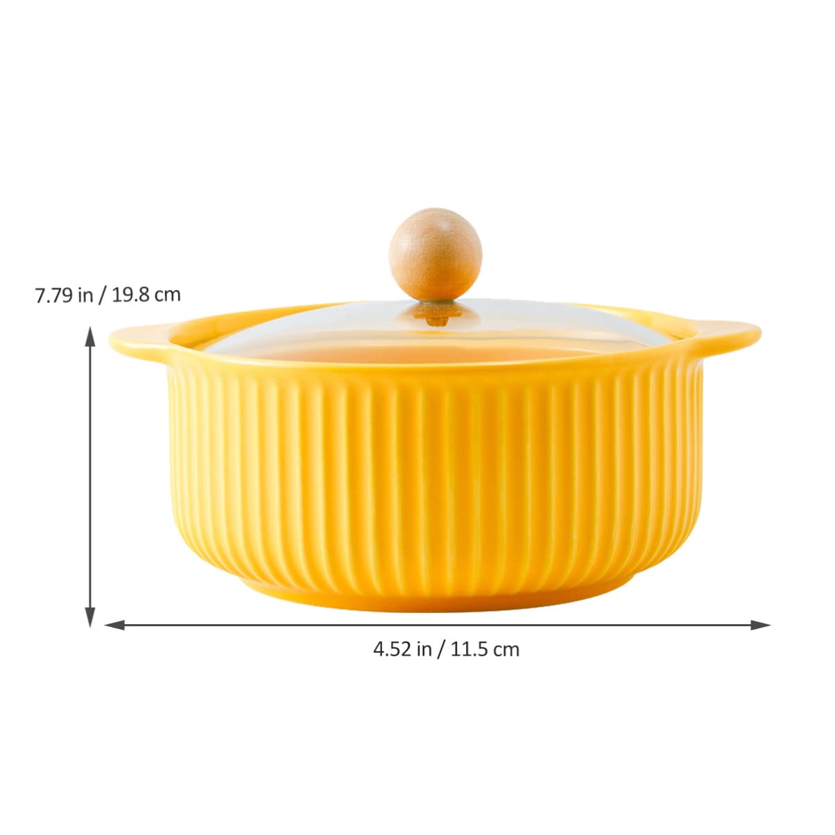 LIFKOME Ceramic Soup Bowl With Handles And Lid Ceramic Serving Bowl Set for Soup Instant Noodles Soup Mug Modern Simple Style Cereal Bowl Table Decoration Yellow