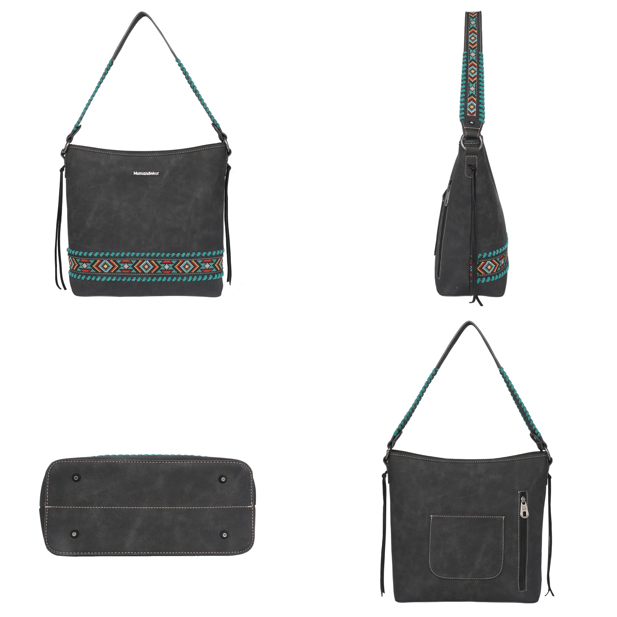 Montana West Concho Collection Concealed Carry Tote MW1074G-918BK+W