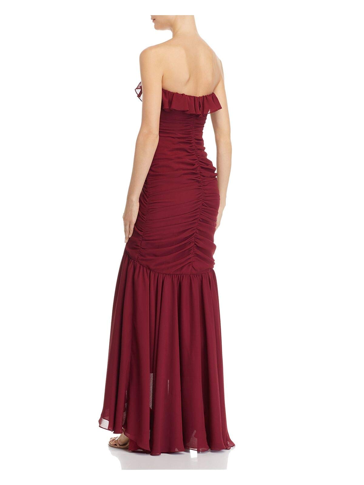 Jill Stuart Womens Burgundy Solid Sweetheart Neckline Full-Length Hi-Lo Evening Dress Size 0