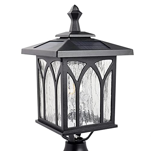 Kemeco ST4328Q Solar Post Light Outdoor Cast Aluminum LED Lamp Fixture with 3-Inch Fitter Base for Yard Garden Post Pole Pillar Mount Landscape Driveway