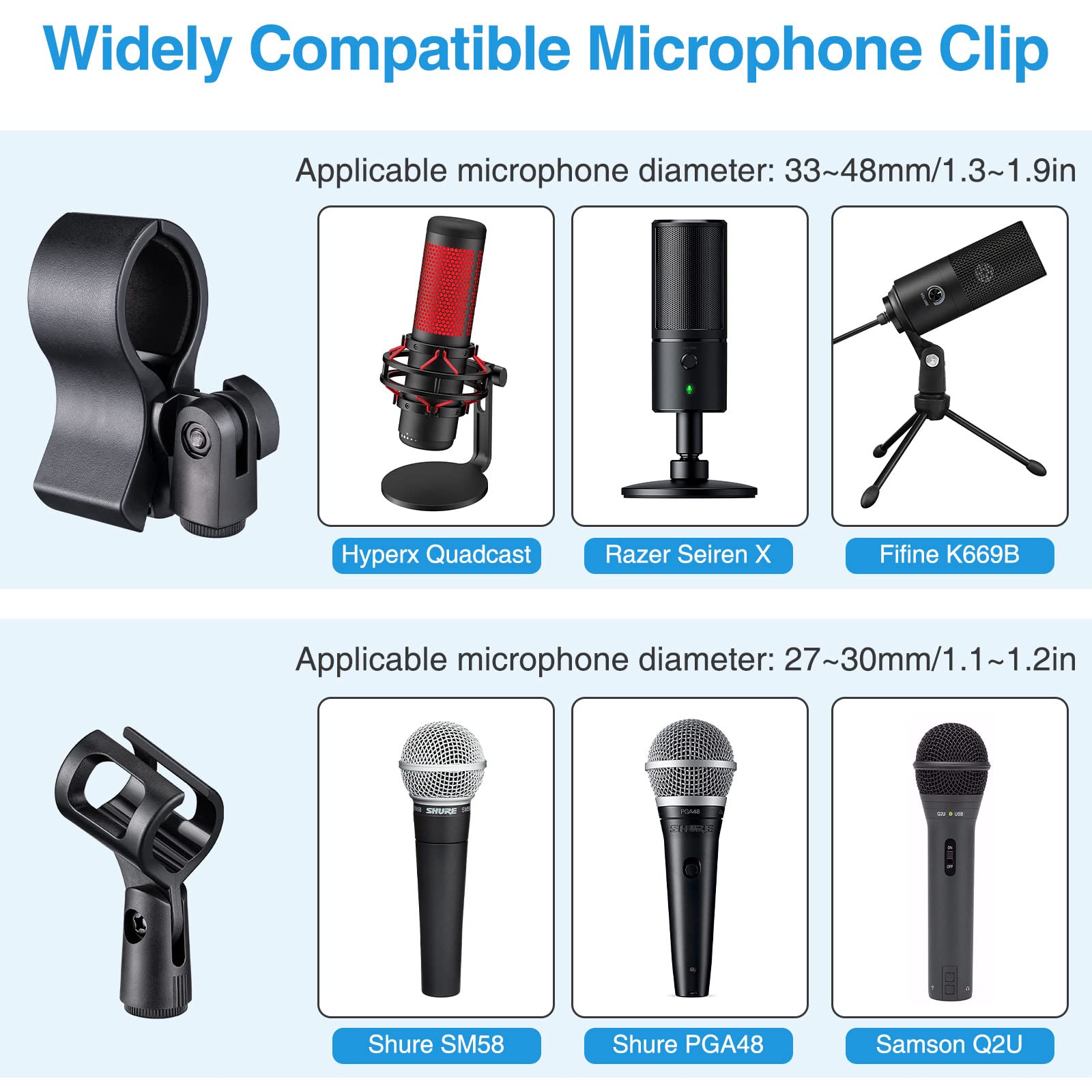 Mic Boom Arm Stand, JAMELO Adjustable Microphone Boom Arm with Upgrade Desk Table Mount Clamp