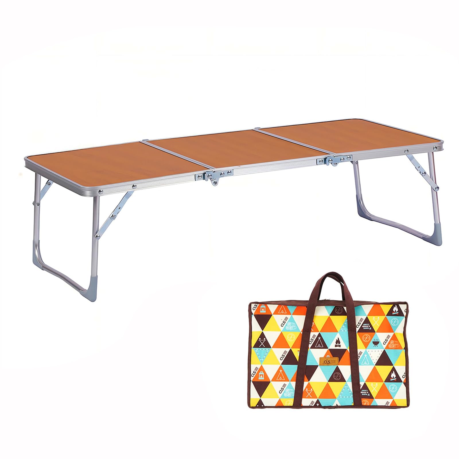 LJMBOEN Folding Camping Table,48"x24" 4FT Adjustable Height Aluminum Portable Picnic Table,3 Fold Lightweight Outdoor Table with Mesh Bag & Carrying Bag for Indoor Travel Beach and Party