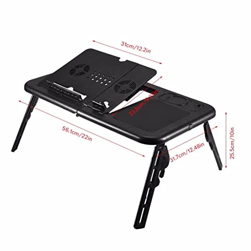 JIMEOG Folding Laptop Desk Adjustable Computer Table Stand Foldable Table Cooling Fan Tray for Bed Sofa Notebook for Computer Table