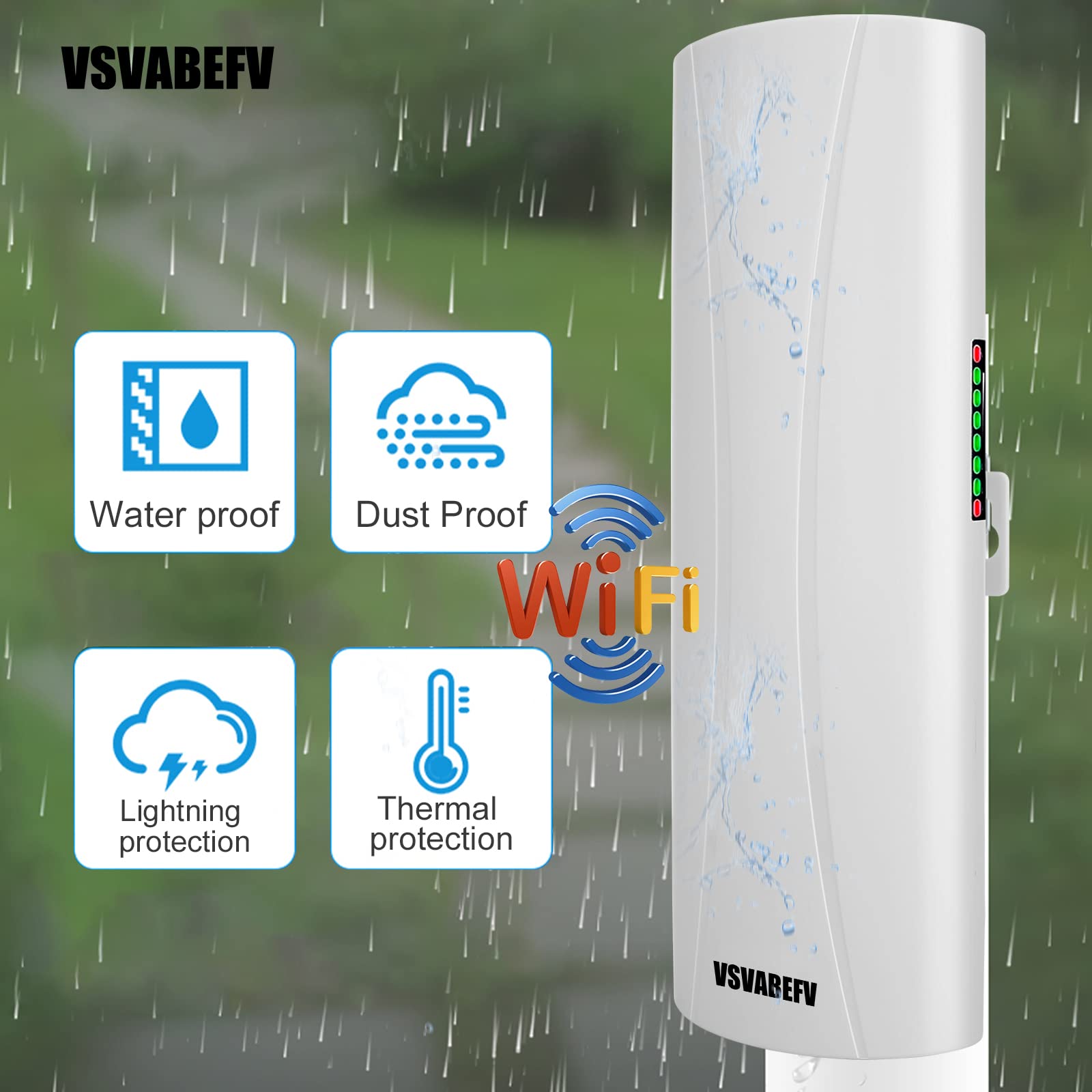 Point to Point Wireless Bridge Router,VSVABEFV 3KM Outdoor Long Range WiFi Bridge 5.8G 300Mbps Wireless Access Point Preset Wireless CPE kit 14dBi WiFi Signal Amplifier for Network Extension, 2-Pack