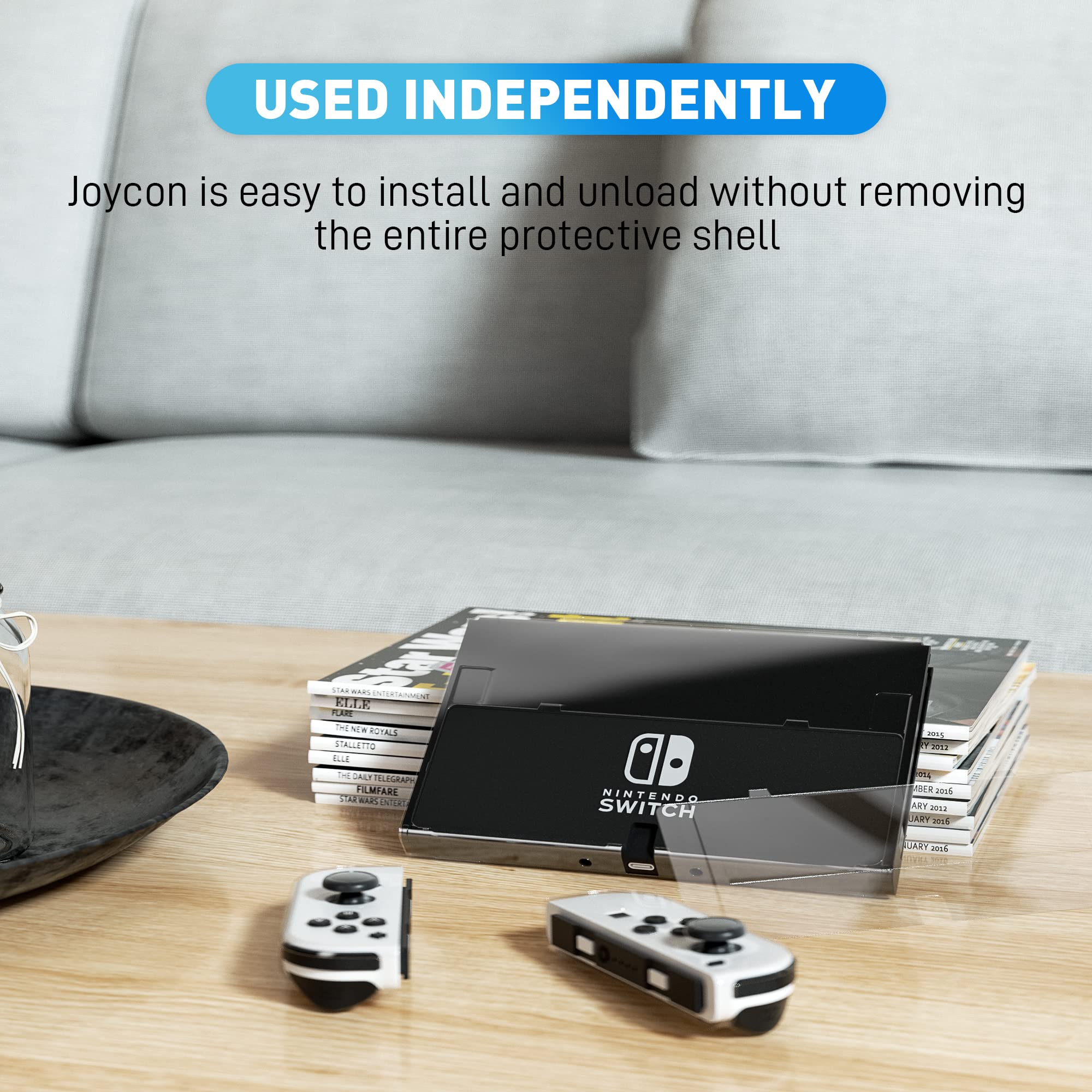 LASTYAL Removable Back Panel Protective Shell Compatible with Nintendo Switch OLED, Dual-Purpose Case for Switch OLED Console and Joycon Controller, Scratch-Resistant and Wear-Resistant Design