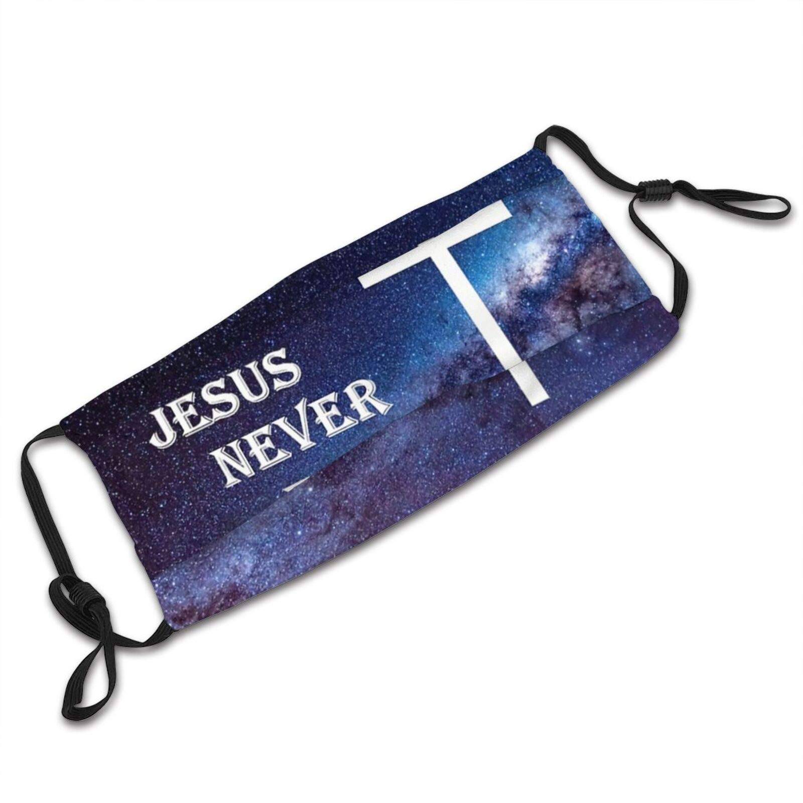 Jesus Never Fails Face Mask,Face Mask Unisex Balaclava Mouth Cover With Filter Windproof Dustproof Adjustable