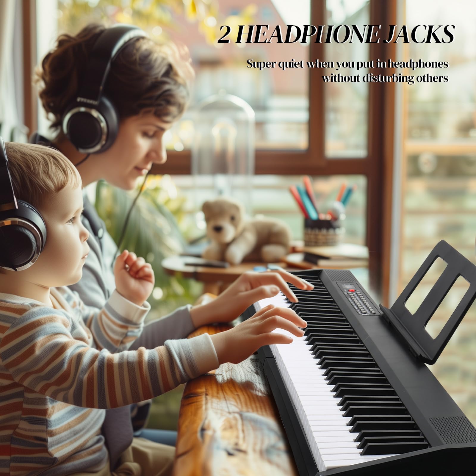 Ktaxon 61 Key Foldable Electronic Keyboard Piano, Semi-Weighted Electric Piano Digital Piano with Dual Bluetooth Mode and 5W Stereo Speaker and Intuitive Function