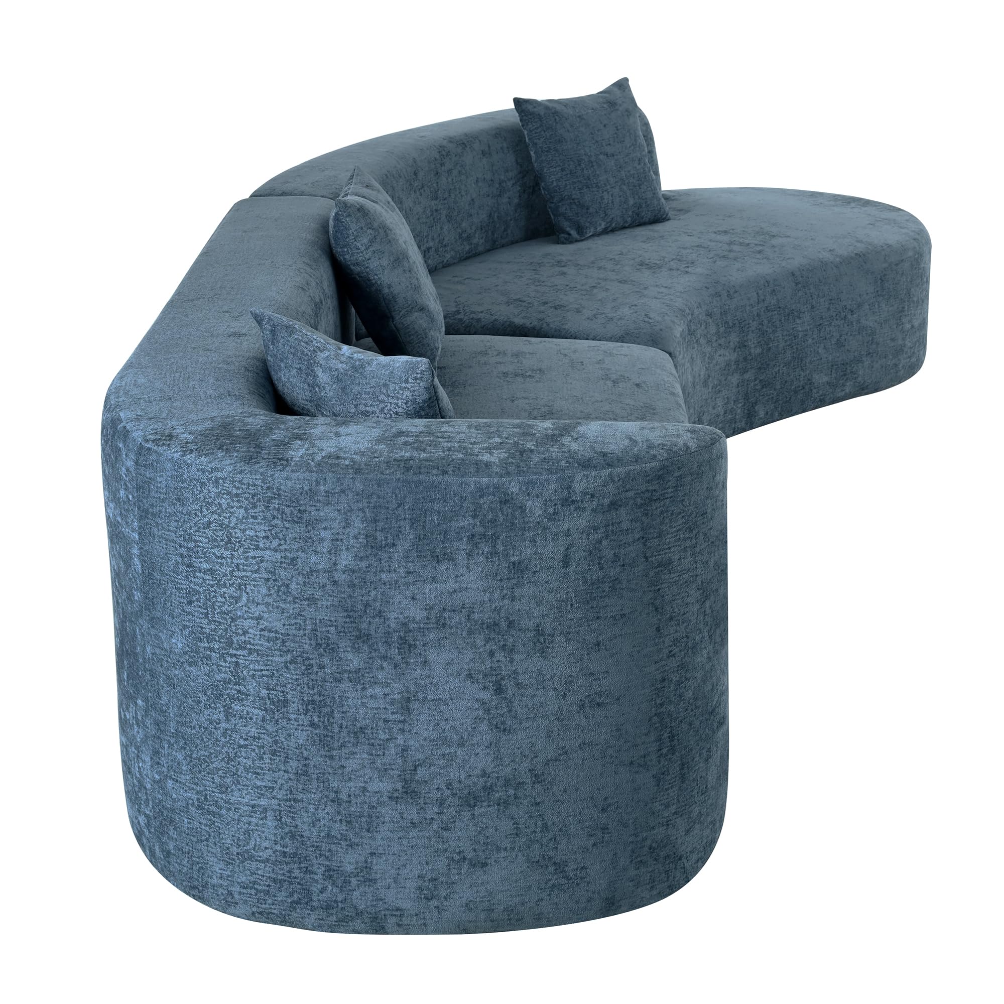 WILLIAMSPACE 126" Sectional Curved Sofa Couch, Modern Upholstery Cloud Couch with 3 Pillows, Floor Foam 5 Seater Sofa for Living Room Apartment, No Assembly, Chenille (Right-Facing, Beige)