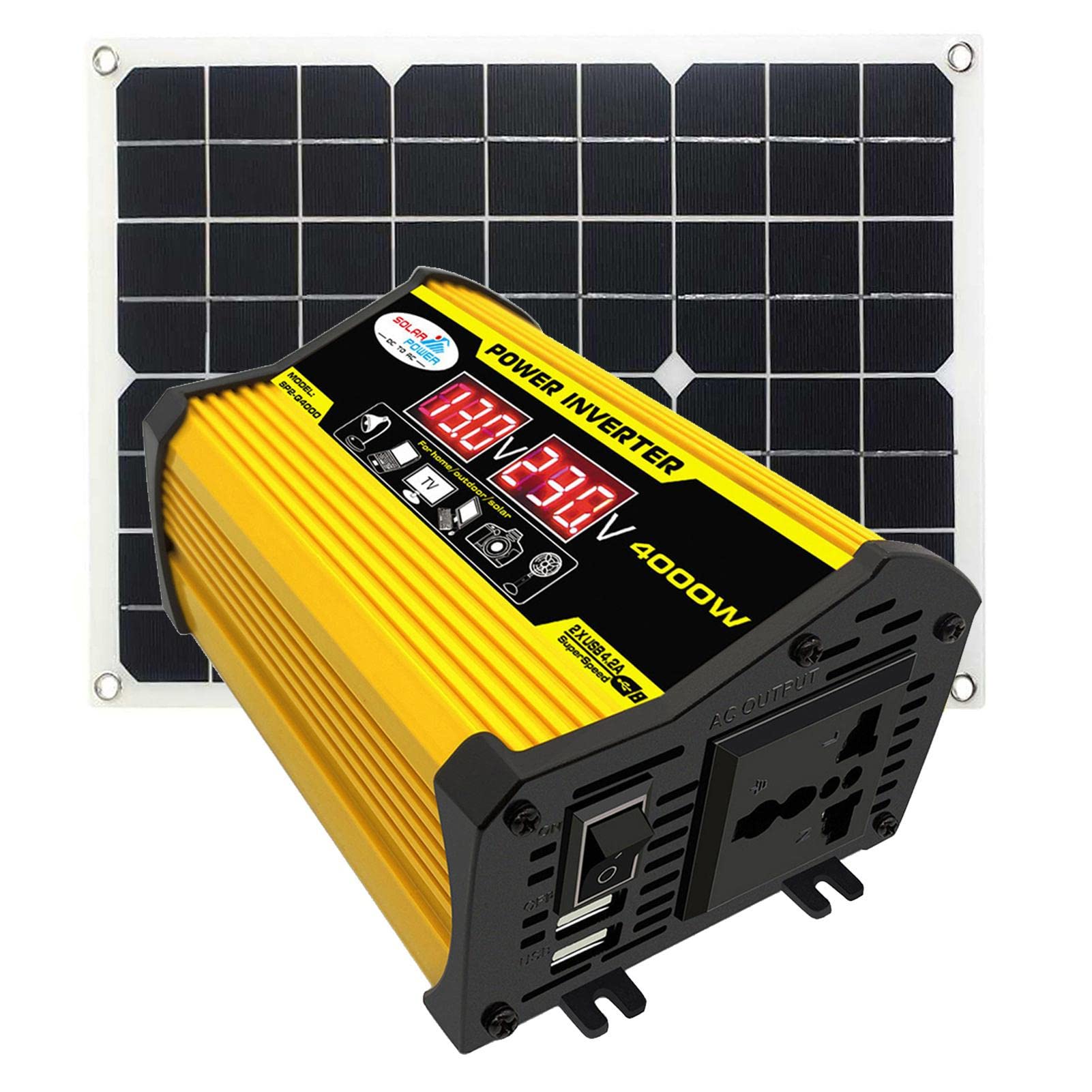 JOEBO Solar System, Solar System with Inverter, Solar Panel Kit, 4000W Inverter with 2 USB Ports, 30A Solar Charge Controller, Solar System for House, LED Screen Display, Fast Chargi