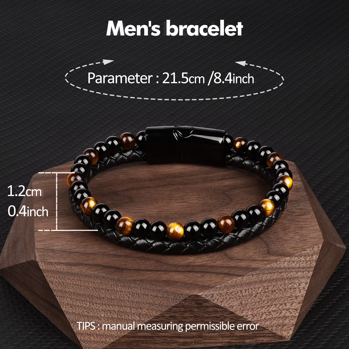 Honaoymd To My Son Braided Leather Bracelet"I Will Always Be With You" Men Double Row Magnetic Closure Personalized Bracelets,Wristband Bracelet,Mens Leather Rope Bracelet Holiday Gift