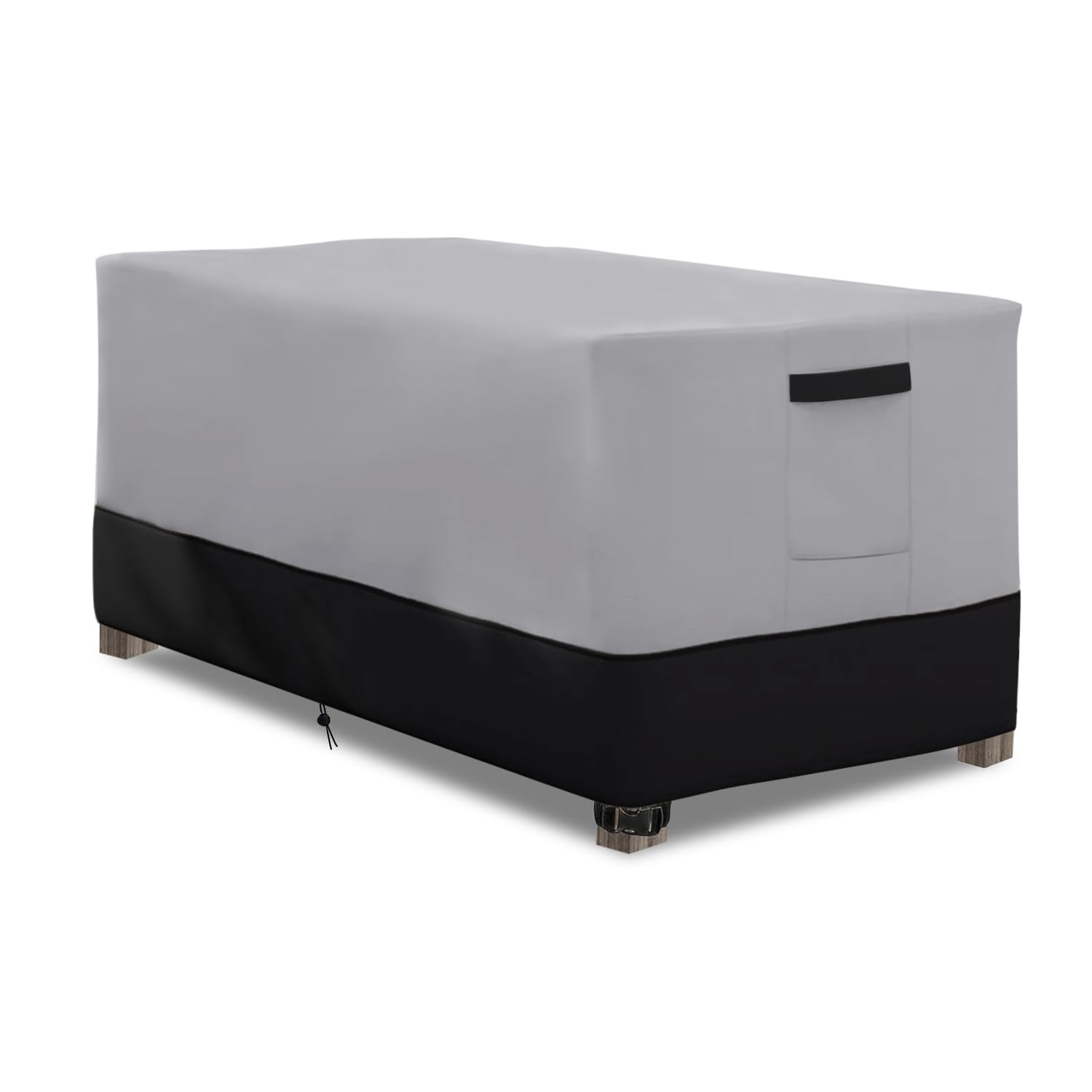 Zenicham Deck Box Cover, Waterproof 600D Rectangular Patio Furniture Cover for Outdoor Storage, Deck Rectangular Table Cover for Keter, Suncast, 44"L x 28"W x 24"H, Grey/Black