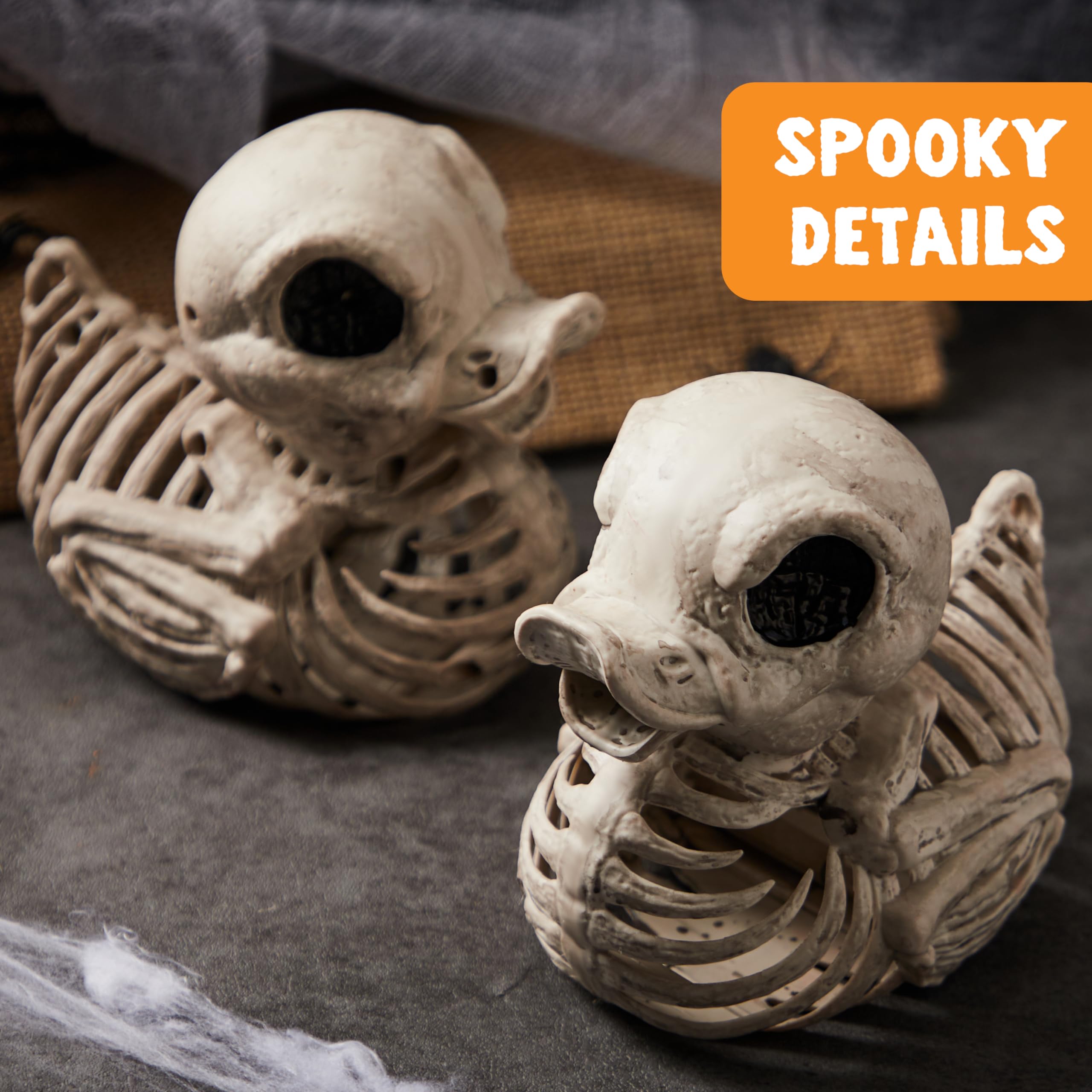 JOYIN 2 PCS 4.5” Halloween Duck Skeleton Plastic Bones for Spooky Halloween Decor, Indoor Outdoor Prop