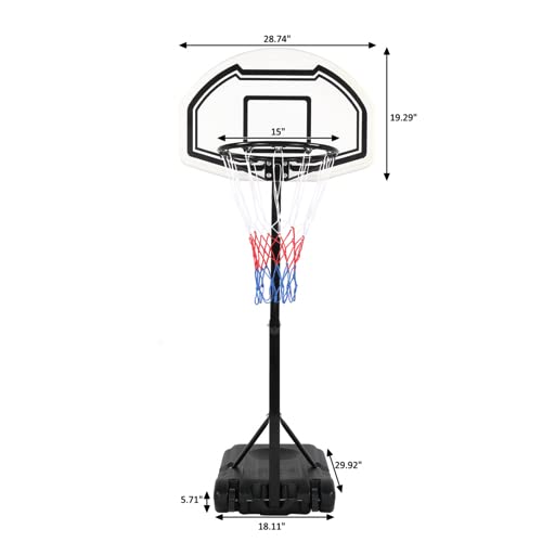 Ktaxon Poolside Basketball Hoop, Adjustable Height 3.7-4.4ft Swimming Pool Portable Basketball Hoop System with Fillable Base, 29" Backboard