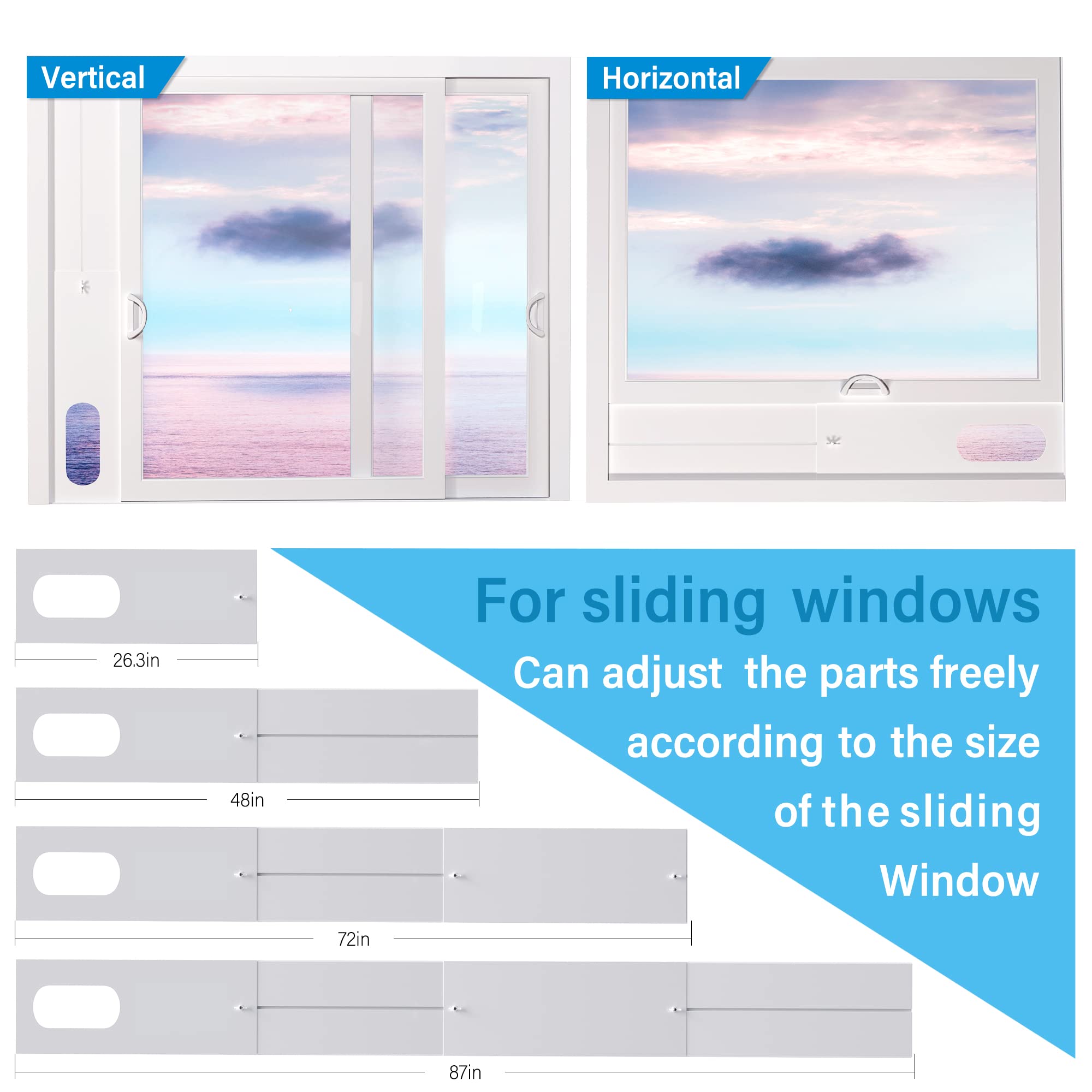 KTDRJN Portable Air Conditioner Window Kit with Coupler,Universal Window Seal Kit,Adustable AC Window Vent Kit for AC Unit, AC Window Seal Suiteable Ducting with 5.1/5.9 Inches Diameter(Plate/67cm)