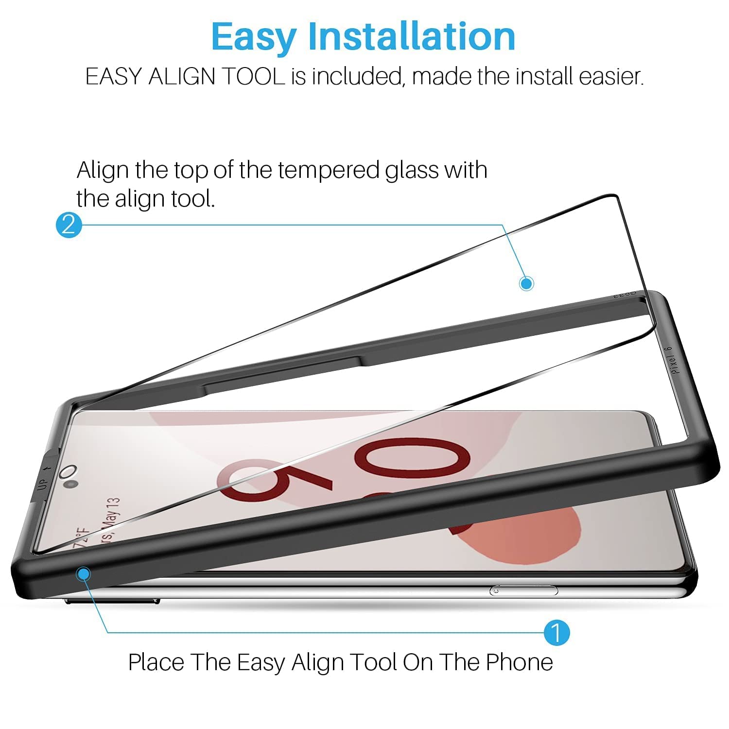LK 2 Pack Screen Protector Compatible for Google Pixel 6 5G with 2 Pack Camera Lens Protector [Not fit for Google Pixel 6 Pro] Easy Install Tray, HD Clear 9H Hardness temepred galss for Pixel 6