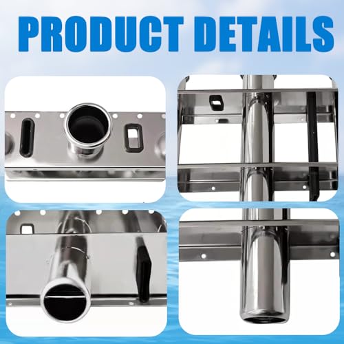 Mojiate Fishing Rod Holder Stainless Steel 3 Tubes Organizer Links Rack Rests Tackle (3)