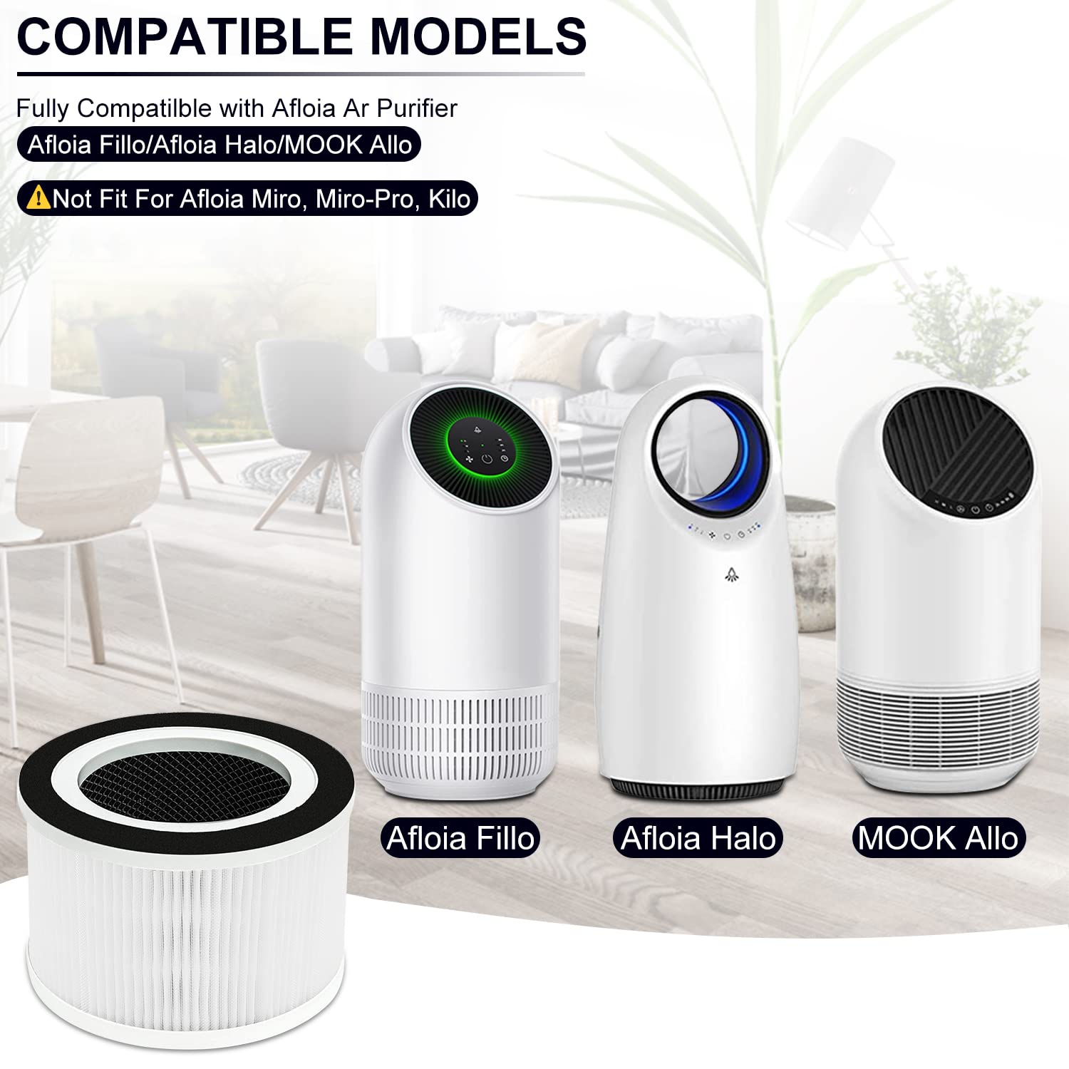 NXBHG H13 True HEPA Filter for Afloia Air Purifier Filter Replacement,Air Purifier Filter Replacement Compatible with Afloia Air Purifier Fillo/Halo and Mooka Allo