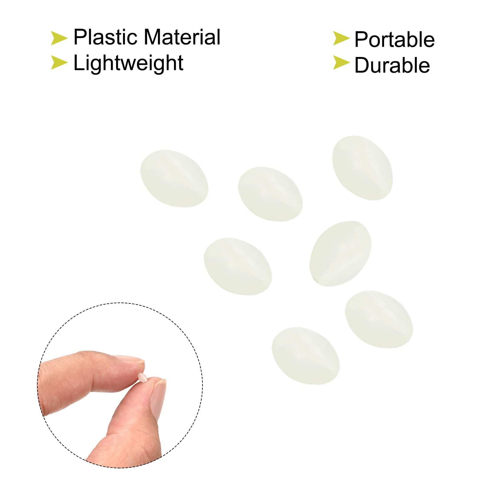 PATIKIL 8x6mm Luminous Fishing Beads, 200 Pieces Plastic Glow Fishing Bait Eggs Rig Bead Tackle Tool Oval, White