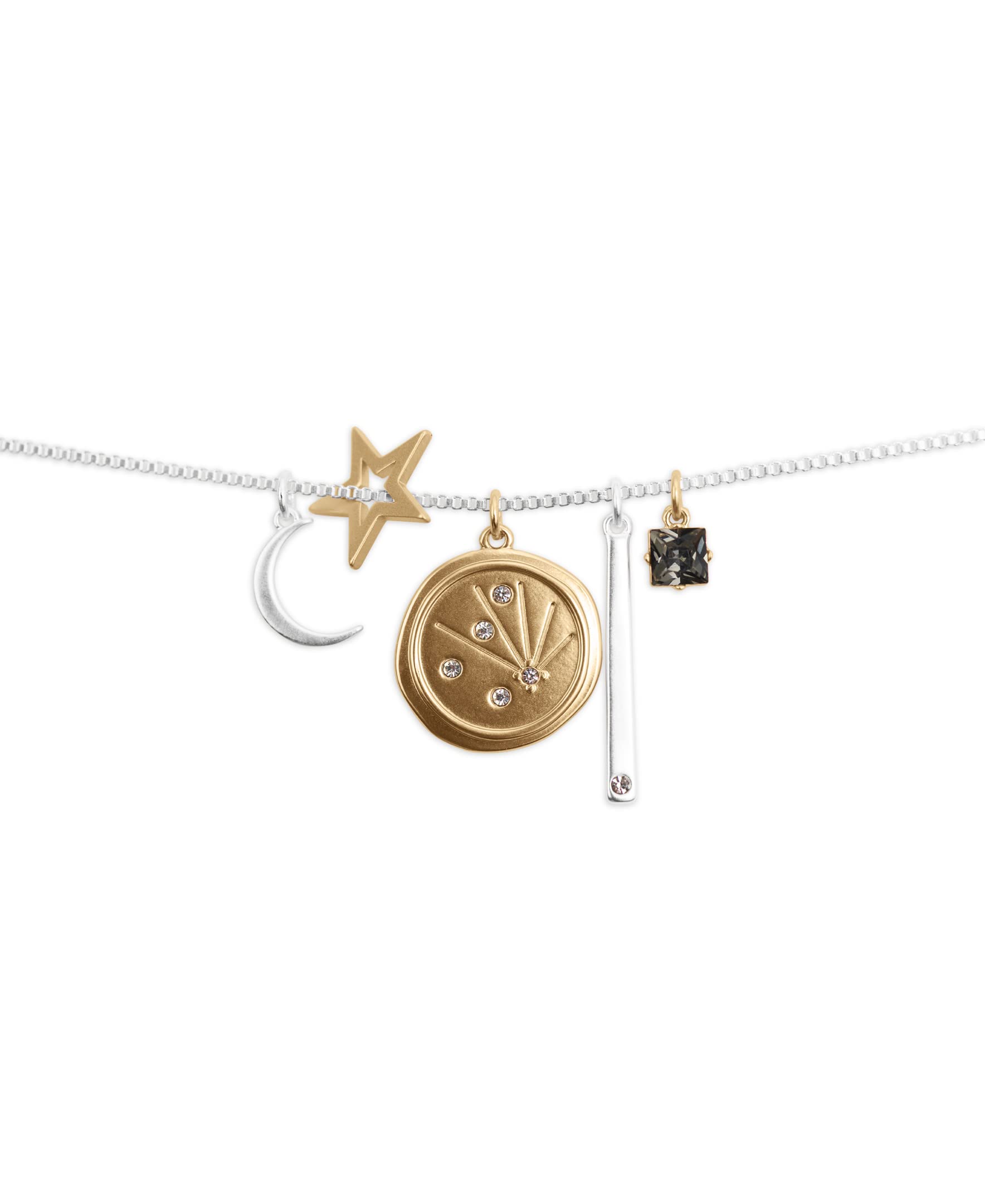 Lucky Brand Celestial Charm Pendant Necklace,Two Tone,One Size