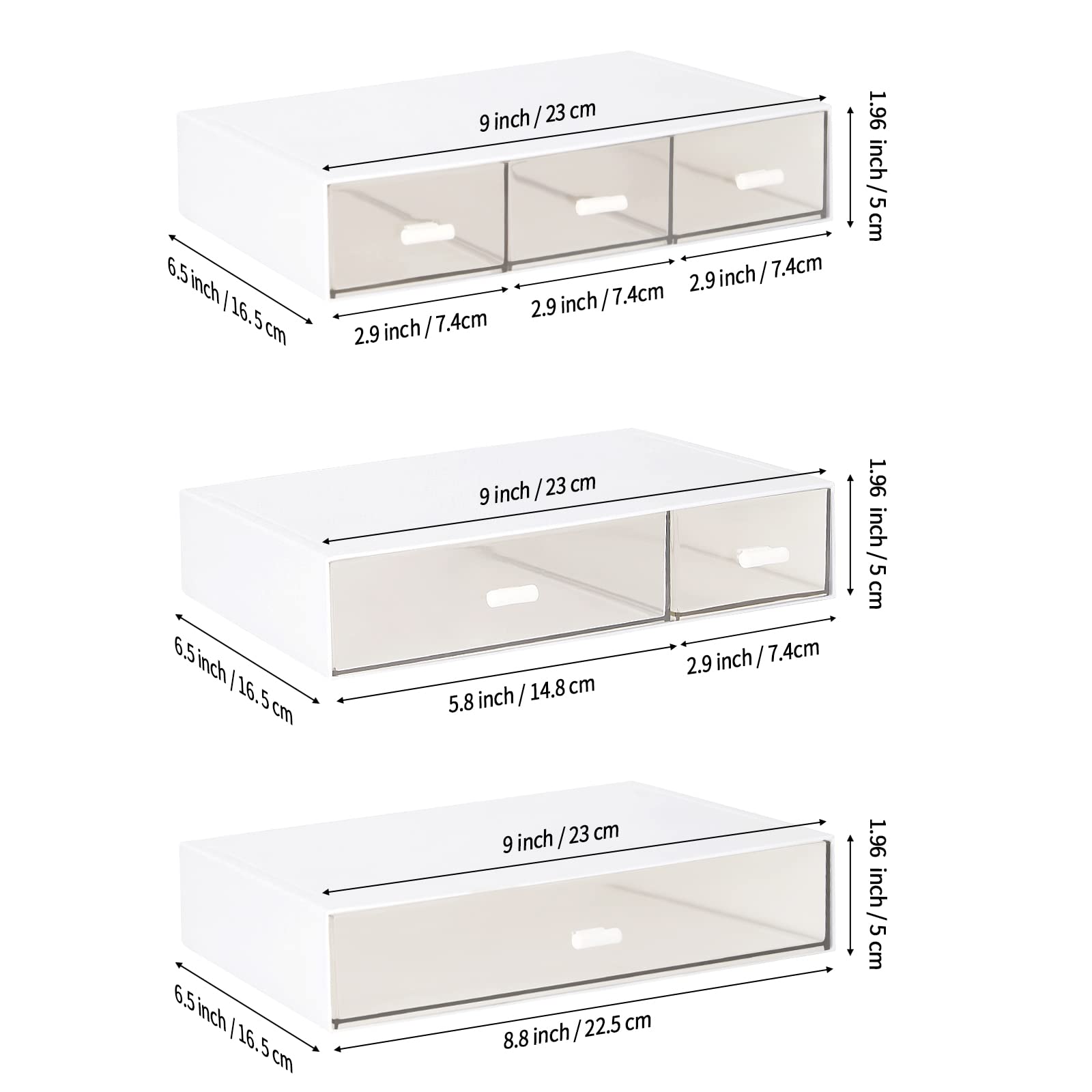 LETURE Stackable Desk Organizer, Plastic Storage Drawer for Office School Home Makeup, Pen Pencils Markers Stationery Supplies Organizers (White -1 Draw)