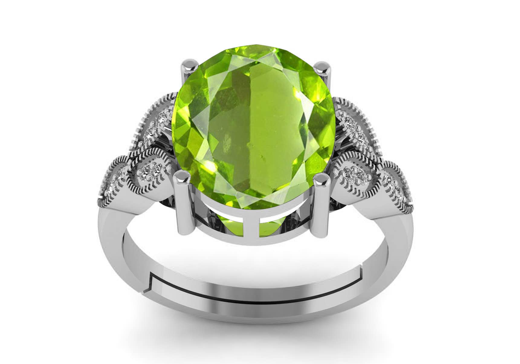 LMDPRAJAPATIS 7.25 Carat Peridot Stone German Silver Beautiful Anniversary Ring For Men And Women
