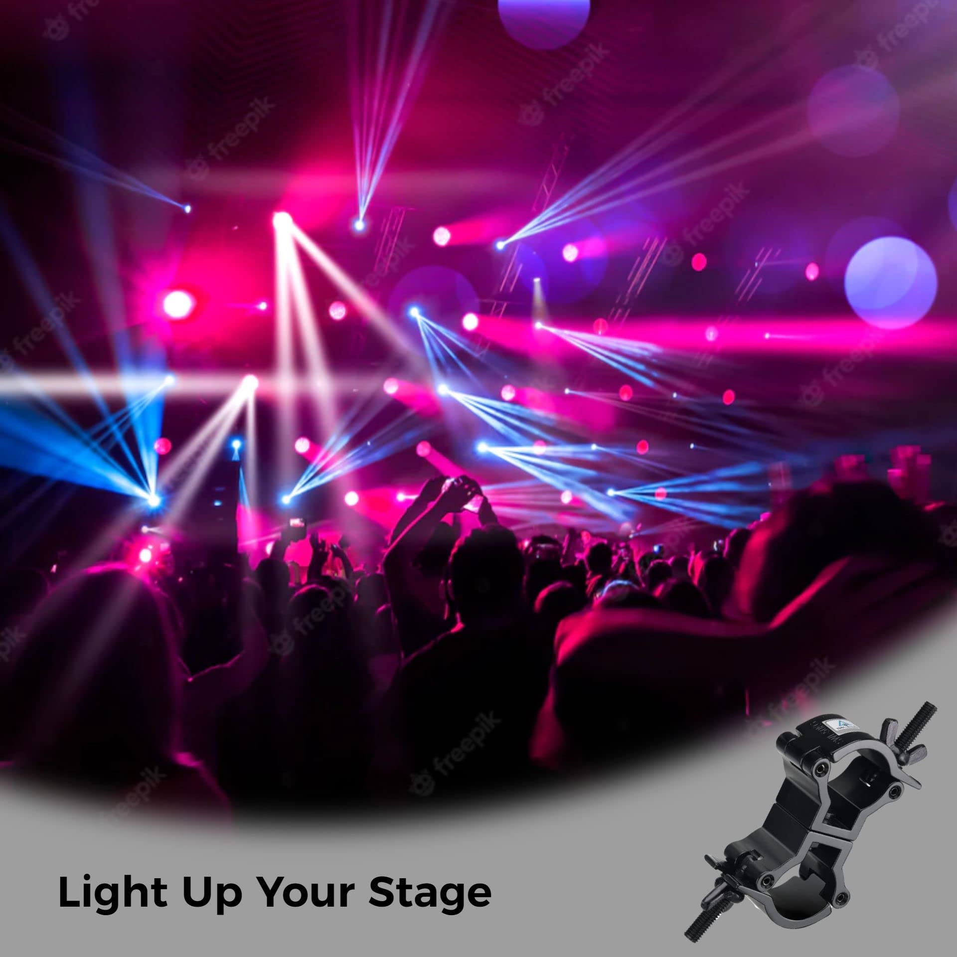 Lighting Truss Swivel Coupler Clamp 4pcs, Fits Pipe 1¼-1⅜"(32-35mm), Double-Head Lighting Stage Light Clamp, Max Load 110lbs, DJ Light Clamp, Heavy Duty Aluminum Alloy, Black