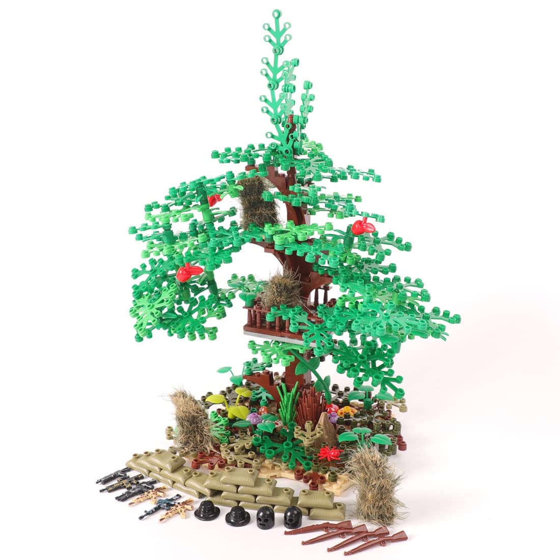 MISINI Military Secret Watchtower Building Block Set, WW2 Army Battle Scene Building Kit Included WW2 Weapon Pack Bricks Toys, Army Gear Combat Accessory Pack,Compatible with Lego