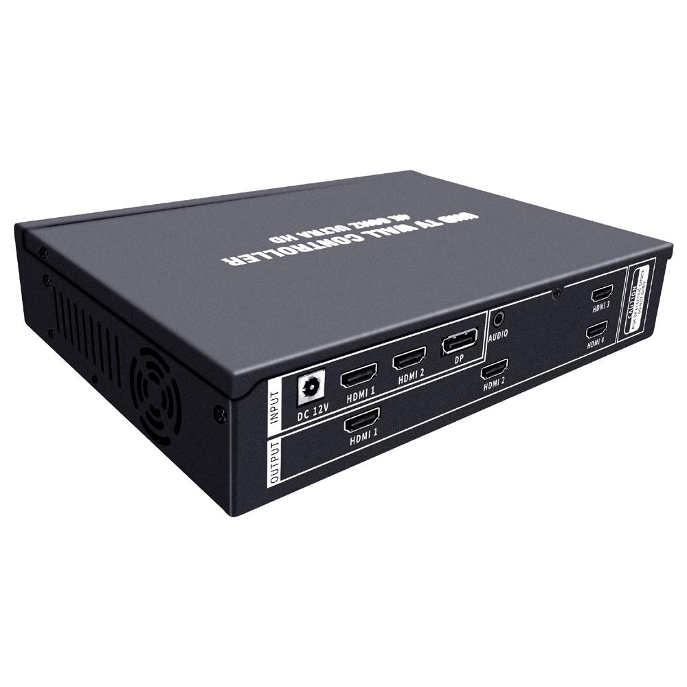 ISEEVY 4K60 UHD Video Wall Controller 2x2 1x2 2x1 1x3 3x1 1x4 4x1 TV Wall Controller for 4 TV Splicing Display Support 3840x2160@60Hz Inputs and Rotate 90 Degree for Portrait Mode Screens