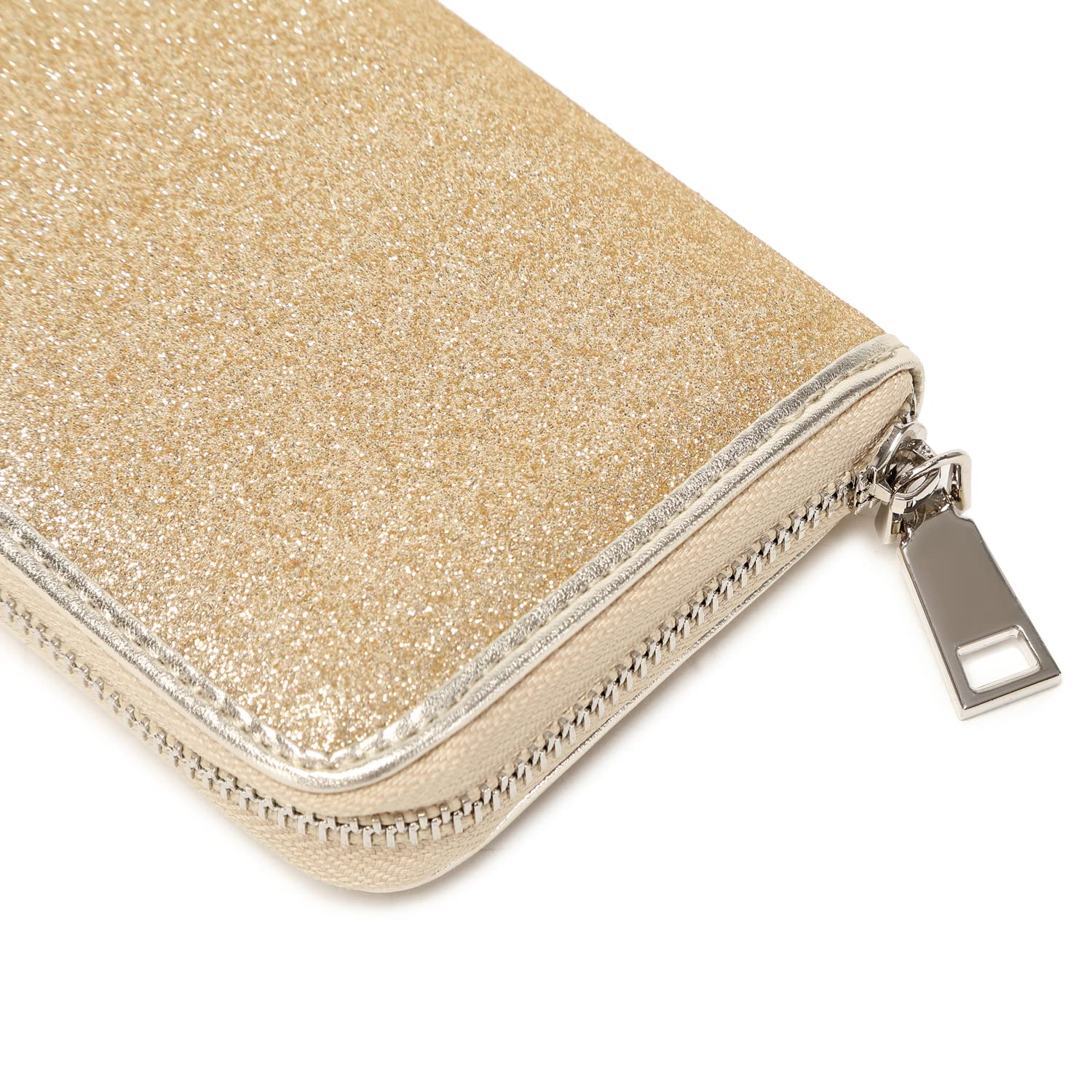 LAM GALLERY Sparkling Glitter Wallet Purse Bling Evening Clutch Wallets for Wedding Party - Gold