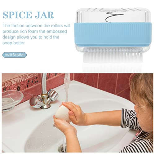 LIFKOME Foaming Soap Box with Soap Dish Multifunctional Soap Box Holder with Roller Brush Soap Tray Soap Saver Case for Travel Bathroom Kitchen Soap Storage Laundry Box