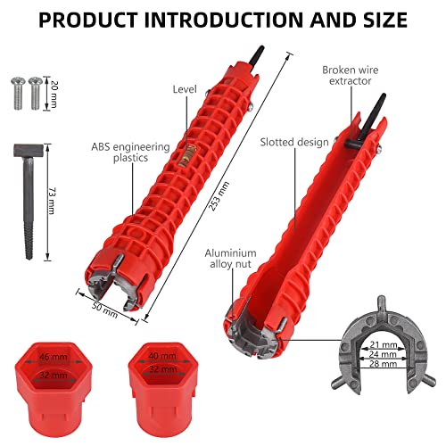 NEWANOVI 14-in-1 Multi-functional Wrench for Toilet, Sink, Bathroom, Kitchen Plumbing Installation and Repairs
