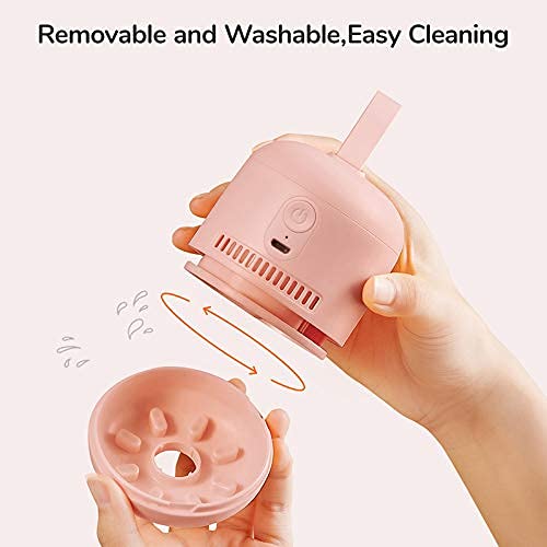 JISULIFE Desktop Vacuum Cleaner, 1100 mAh Portable Mini Table Dust Sweeper with Vacuum Nozzle, 2 Speeds, 360º Rotable, High Suction, Cordless & Detachable Design for Home, Office, School-Pink