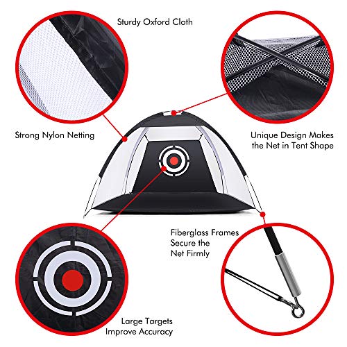 Kids Golf Net Golf Training Aids Practice Net with Target Bundles for Backyard Swing Hitting Chipping,with Grass Mat, Golf Tees,6Pcs Golf Balls and Carry Case Indoor Outdoor Sports