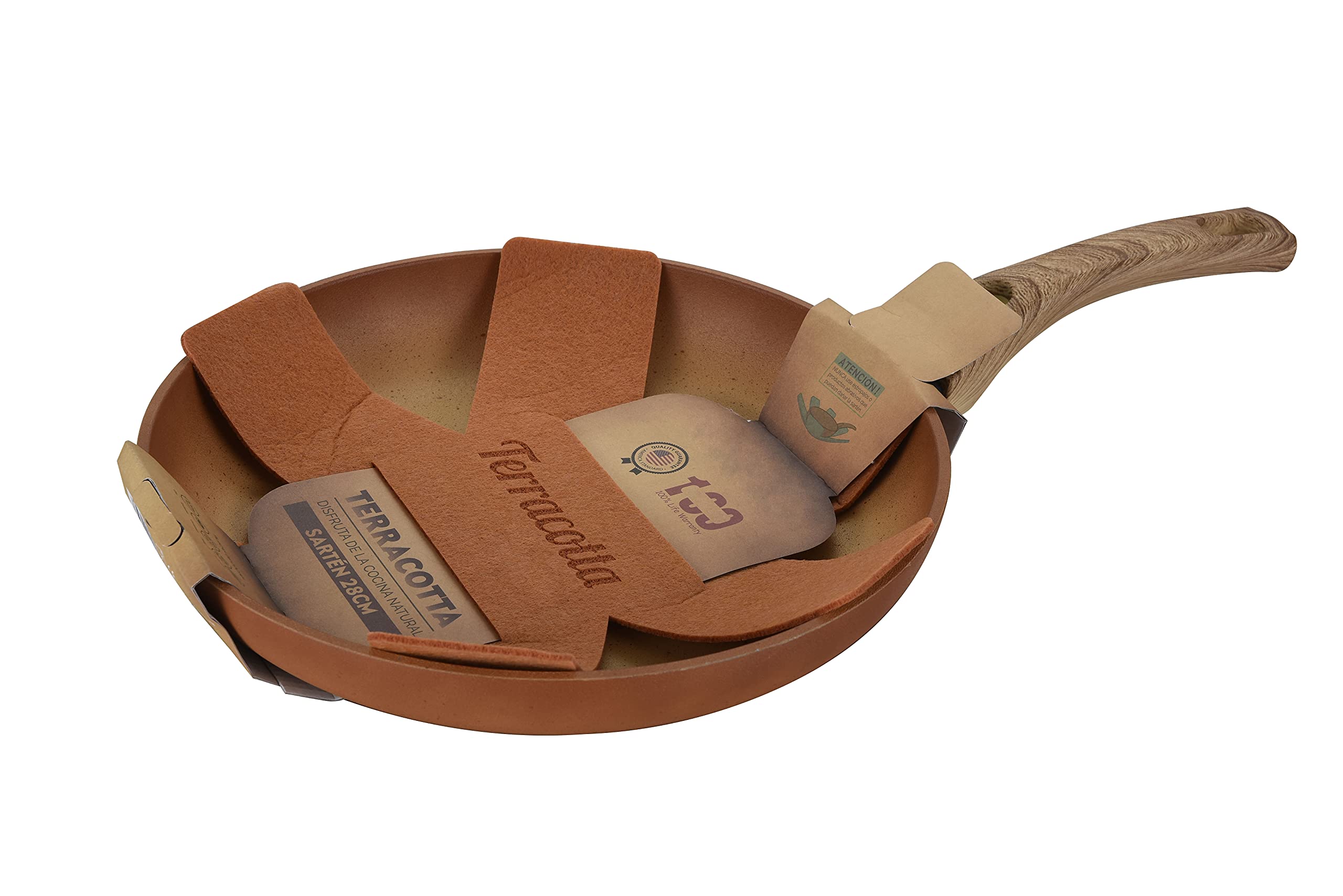Neware TerraCotta Coated Frying Pan 28cm (11 inch) 100 PFOA Free Non-Stick SARTEN