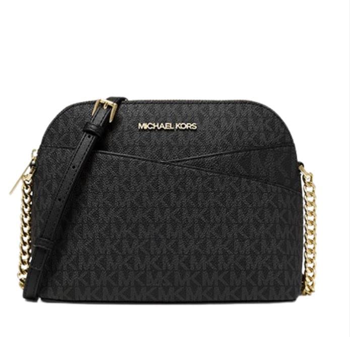 Michael Kors Jet Set Medium Crossbody Leather Handbag (black/black)