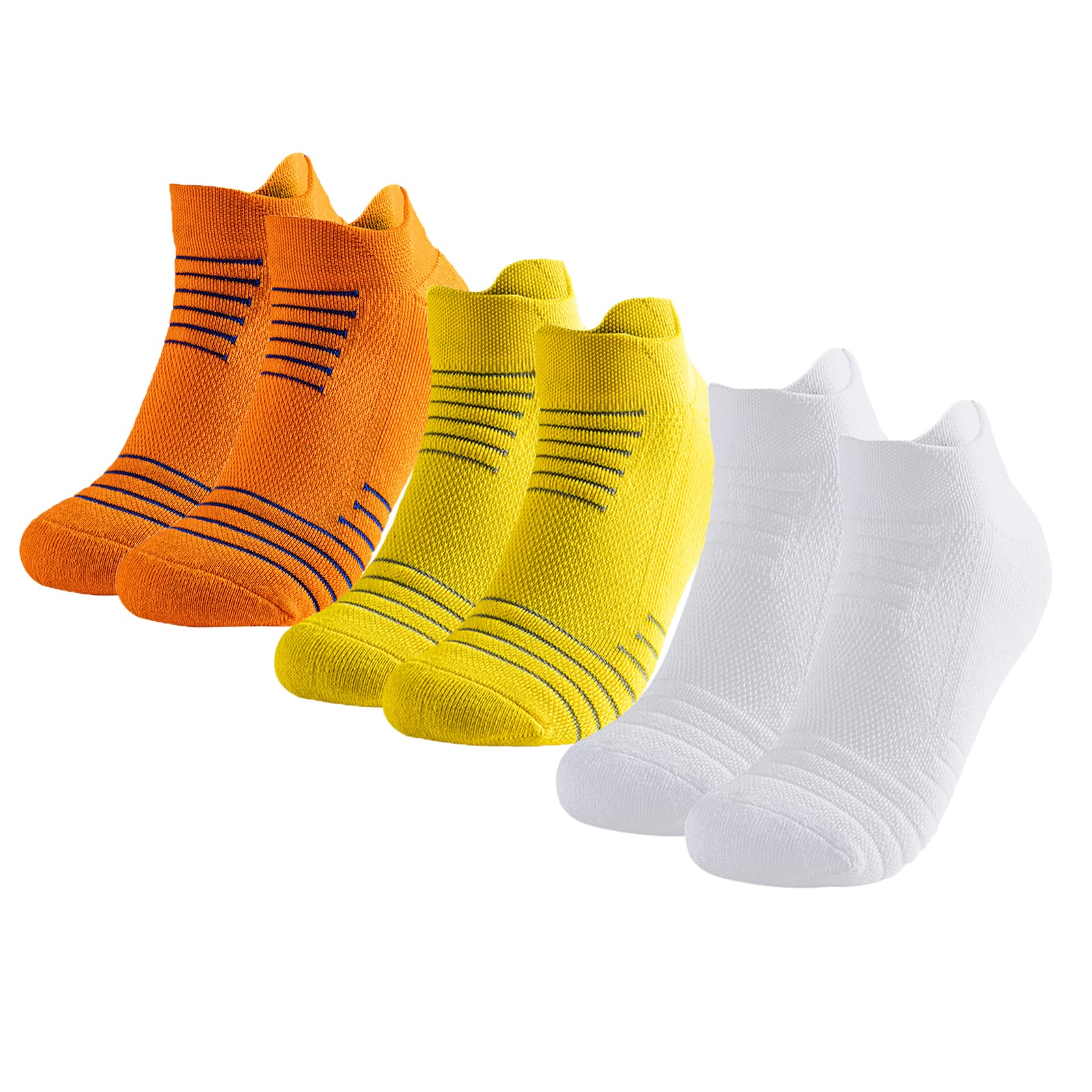 MAGIARTE High Performance Cushioned Compression Athletic Socks, Low Cut Ankle Length Unisex Sports Socks 3 Pack for Men and Women (Unisex #04-M)