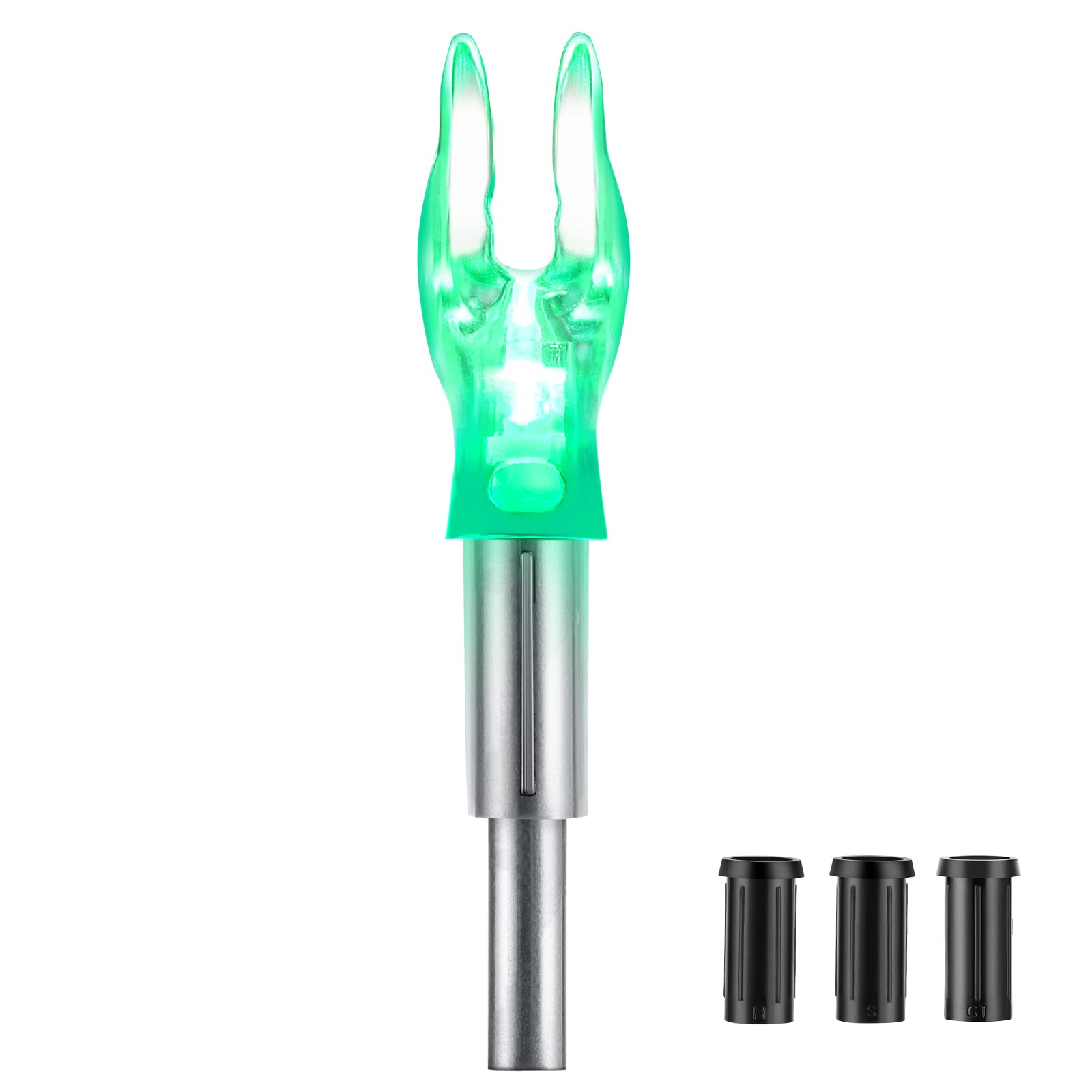 LEANPRO 6 PCS X Lighted Nocks for Arrows with .204".233".244" .246" Inside Diameter Lighted Arrow Nocks (Green)
