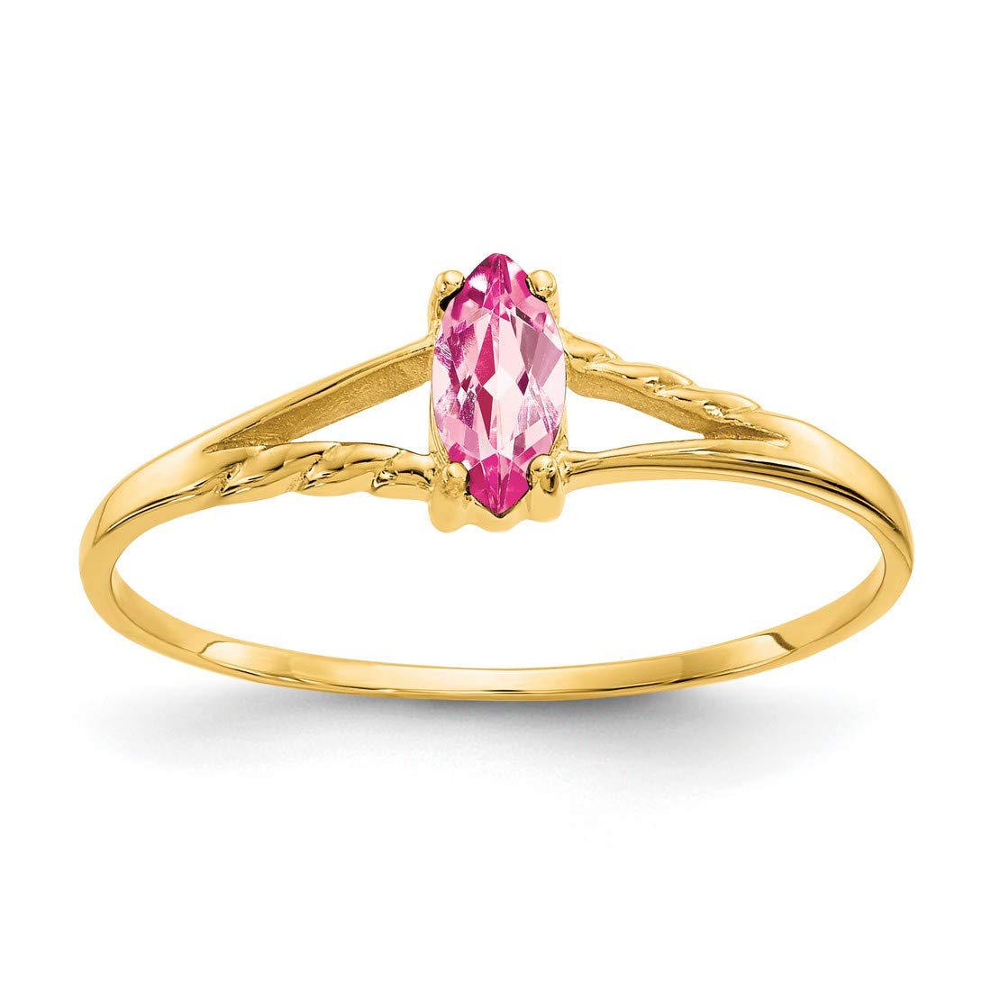 Jewelry Stores Network Pink Tourmaline Heart October Birthstone Ring in Real 14k Yellow Gold Size 7