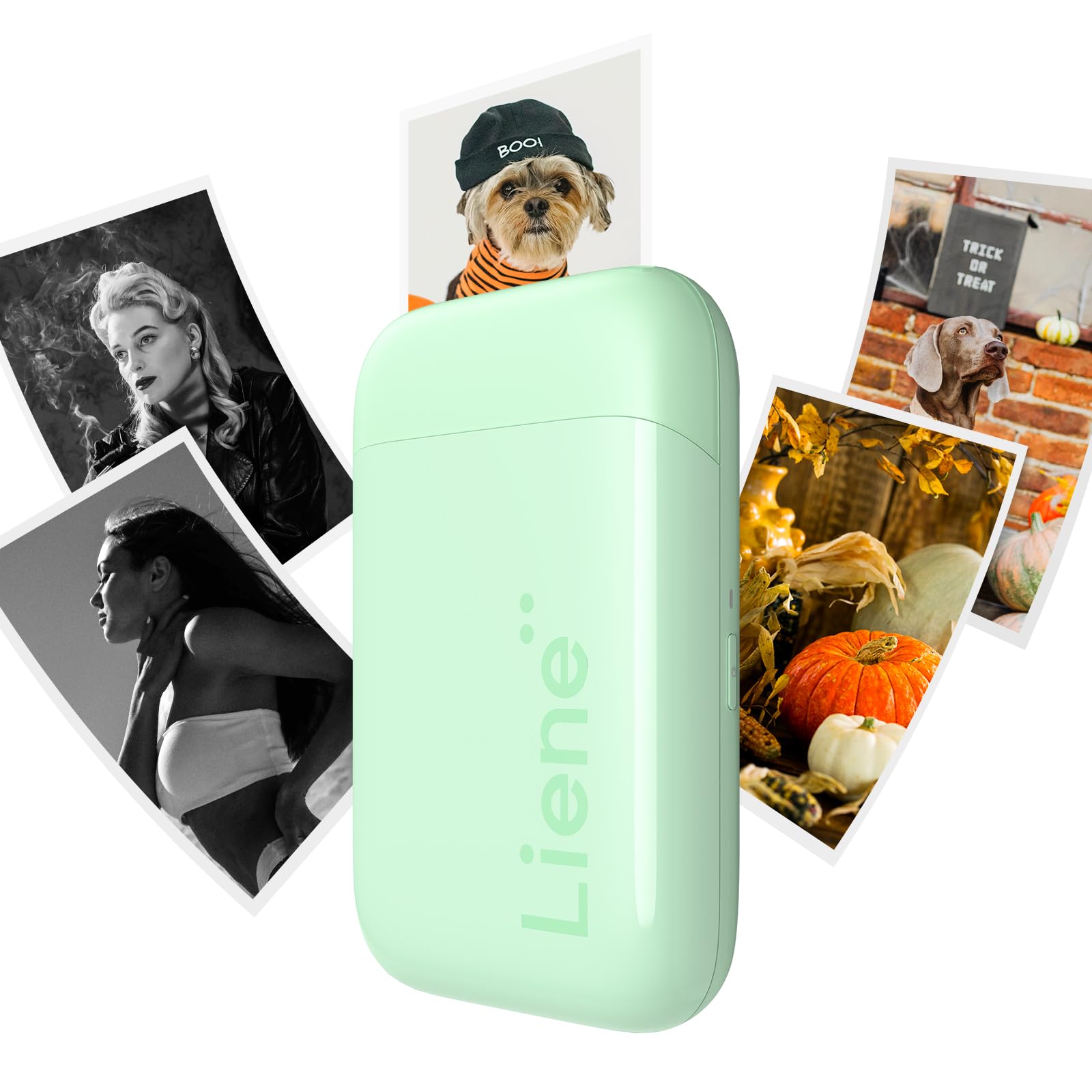 Liene Photo Printer, 2x3” Mini Instant Portable Photo Printer w/ 5 Zink Adhesive Paper, 5.0 Bluetooth, Compatible w/iOS & Android, Small Color Mono Picture Printer for iPhone, Smartphone, Green